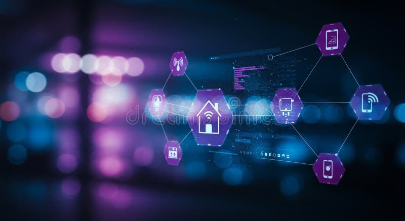 Hexagonal Icons Representing Various Smart Home Functionalities are ...