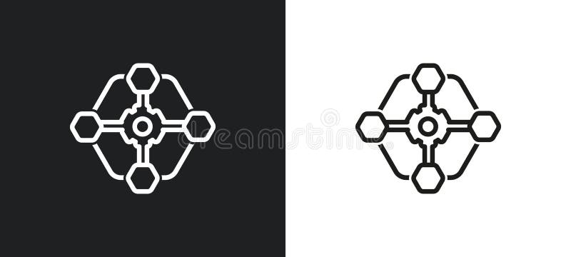 Hexagonal Interconnections Outline Icon in White and Black Colors ...