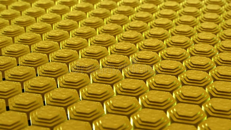 Hexagonal Layered Abstract Yellow Shapes, Field of Geometric Objects of ...