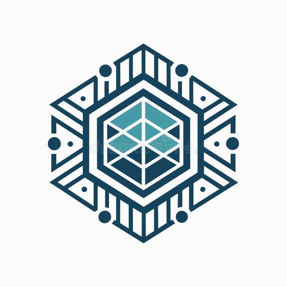 A Hexagonal Logo Featuring Interconnected Dots and Lines in a Grid-like ...