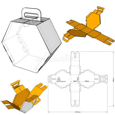 Hexagonal Box Die Cut Pattern Stock Illustrations – 295 Hexagonal Box ...