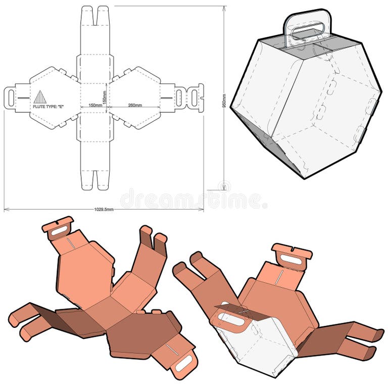 Hexagonal Box Die Cut Pattern Stock Illustrations – 295 Hexagonal Box ...