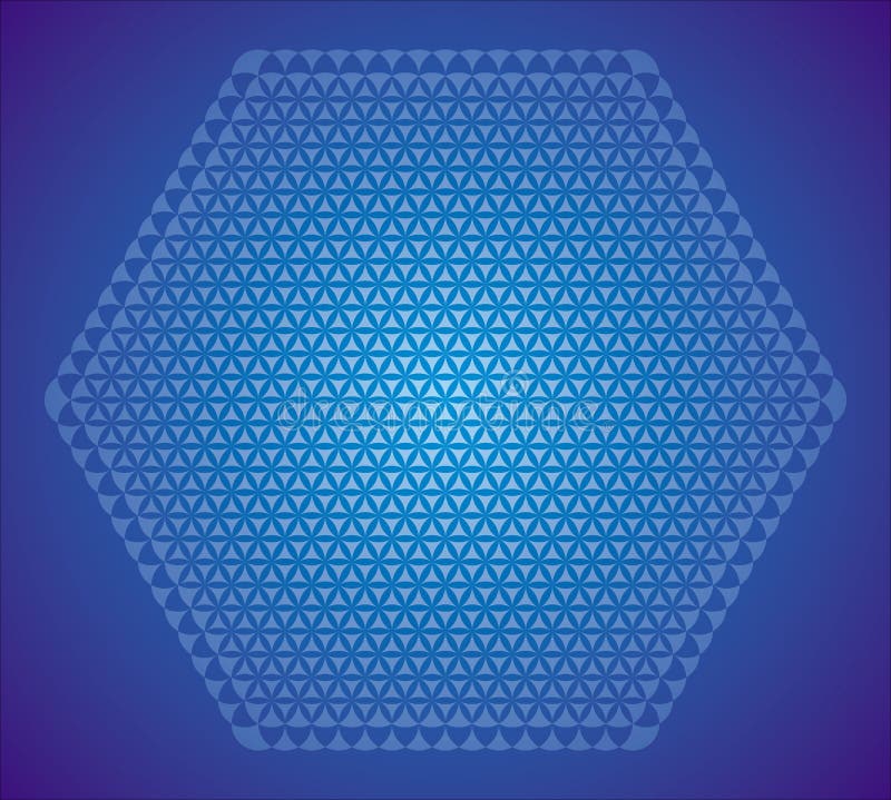 Hexagonal Mandala on a Blue Square Background. Crystal of Light Stock ...