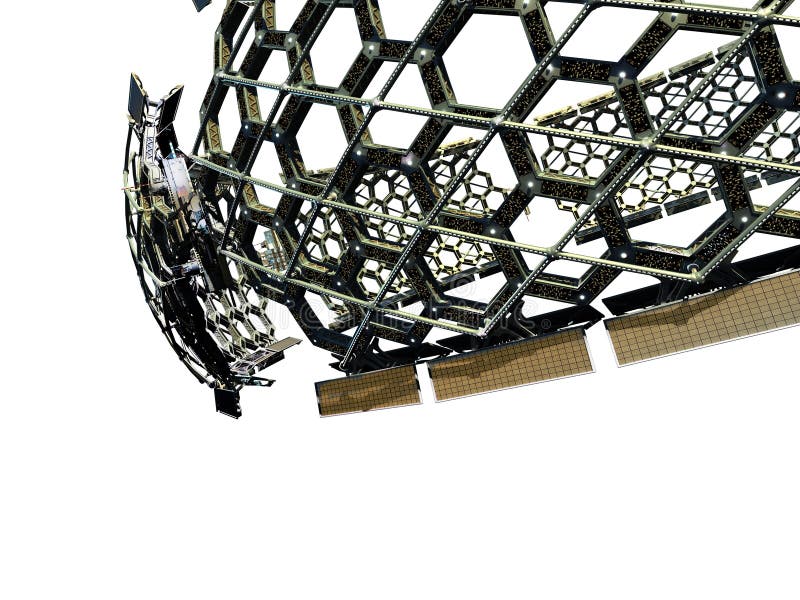 Hexagonal Mesh Space Station Isolated on White Stock Illustration ...
