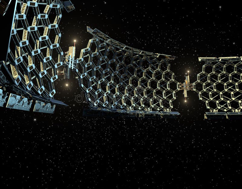 Hexagonal Mesh Spaceship in Deep Space Stock Illustration ...