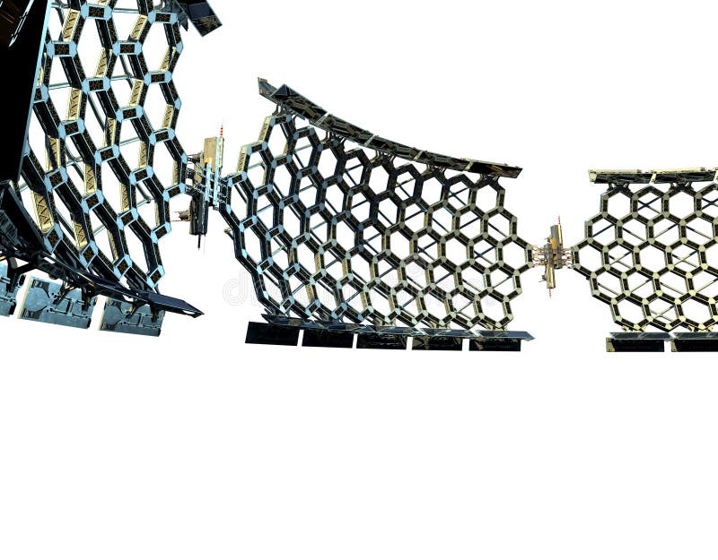 Hexagonal Mesh Spaceship in Deep Space Isolated Stock Illustration ...