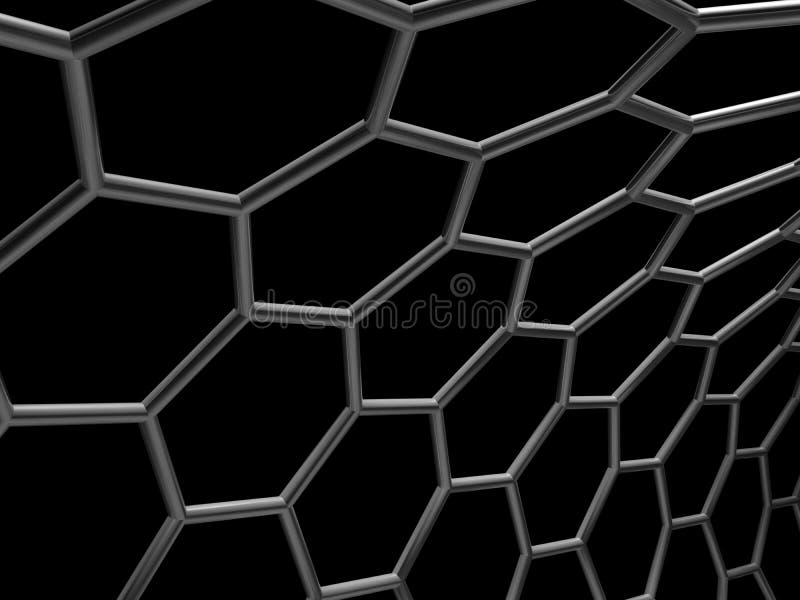 Hexagonal Mesh Structure on Black Stock Illustration - Illustration of ...