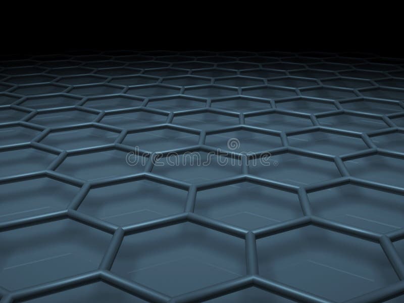 Hexagonal Mesh Structure. Blue Toned 3d Stock Illustration ...