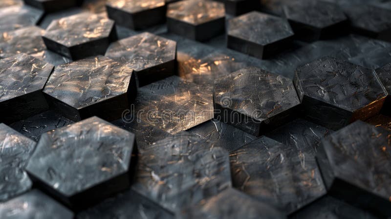 Hexagonal Metal Pattern with Lighting Effects Stock Image - Image of ...