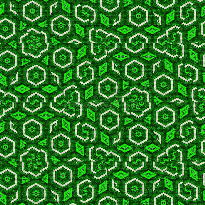 Fragments of Hexagonal Mosaic in Green Color Continuous Pattern Stock ...