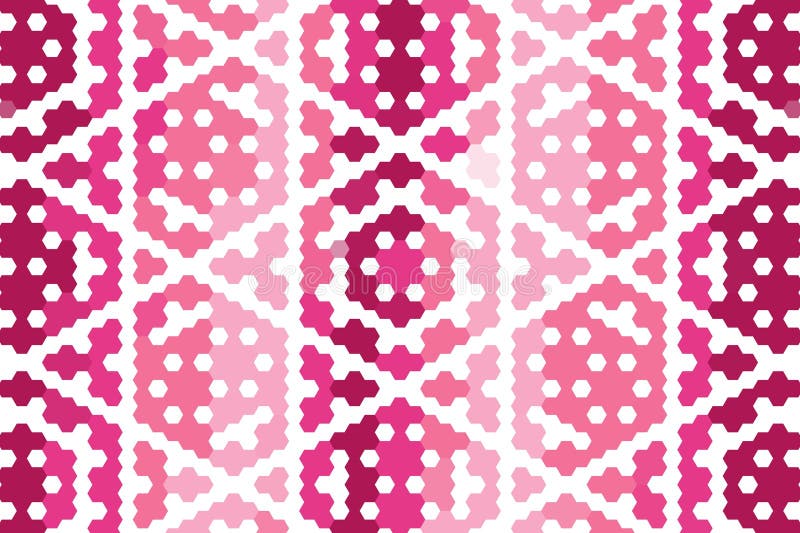 Hexagonal Mosaic Pattern in Dark Pink with Abstract Geometric ...