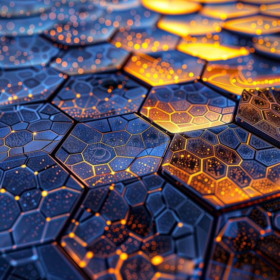 Abstract Hexagonal Network with Glowing Interconnected Lines ...