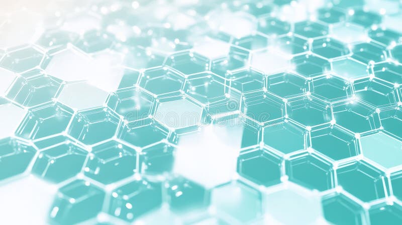 Hexagonal Network Pattern in White and Light Teal, Connected by Fine ...