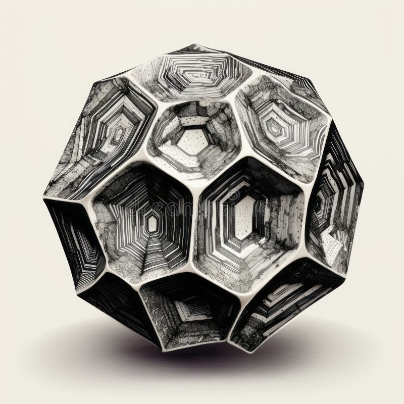 Hexagonal Objects: Intricate Spherical Sculptures in Black and White ...