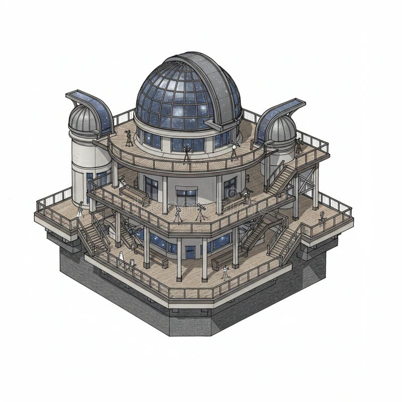 Hexagonal Observatory Building Features a Large Central Dome and Two ...