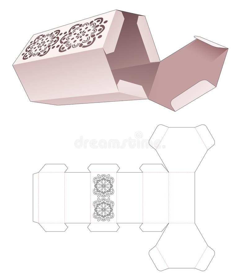 Hexagonal Packaging Box with Mandala Stencil Die Cut Template Stock ...