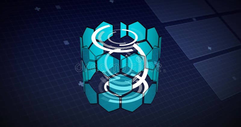 Hexagonal Panel Cylinder is Floating in 3D Render Over Grid with White ...