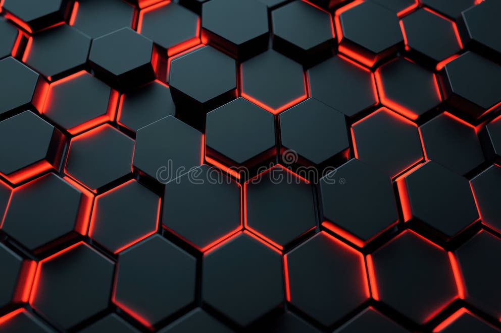 Hexagonal Pattern Background with Modern Design and Vibrant Red ...