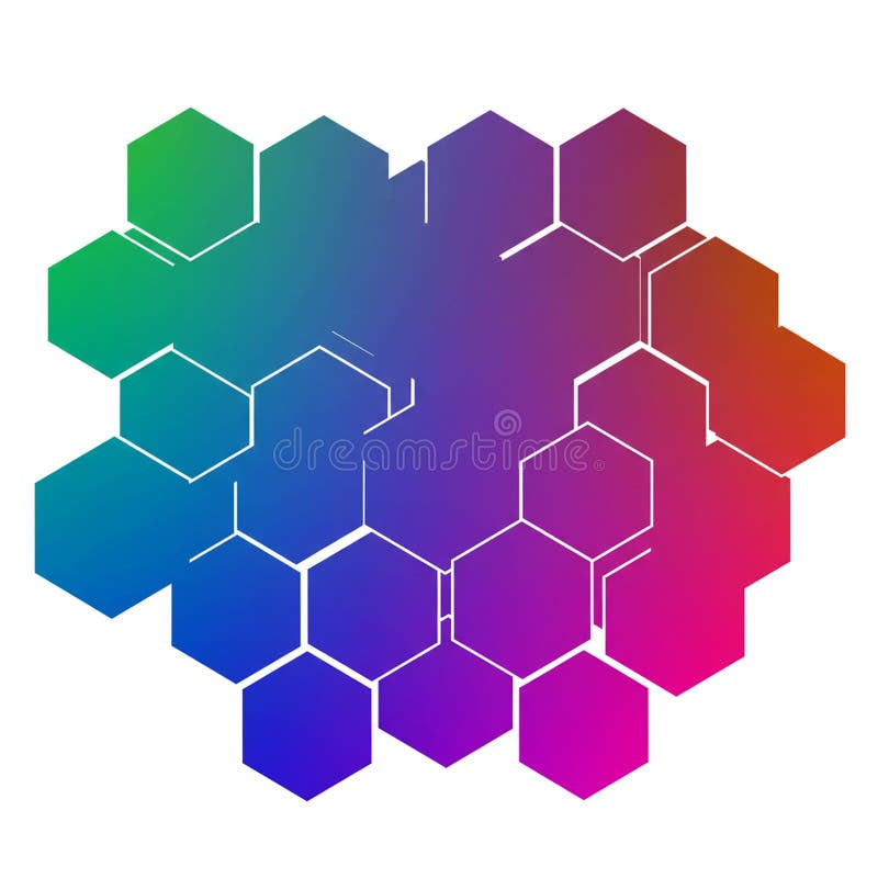 Hexagonal Pattern Composed of Interconnected Shapes, Displaying a Gradient of Stock Illustration ...