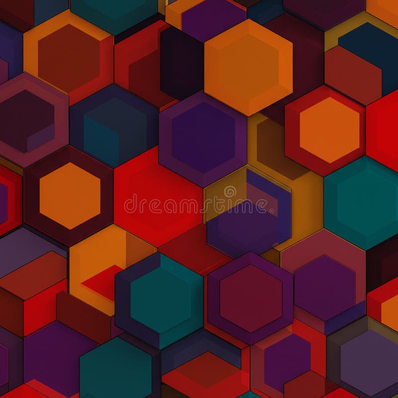Hexagonal Pattern Composed of Interlocking Shapes in Vibrant Colors ...