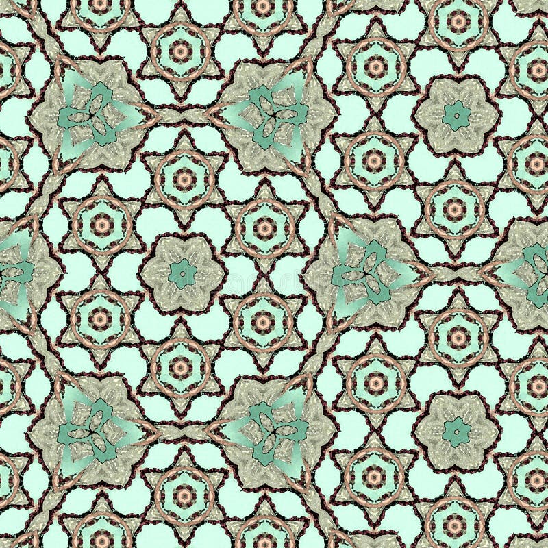 Continuous Hexagonal Pattern with Floral Elements Stock Photo - Image ...