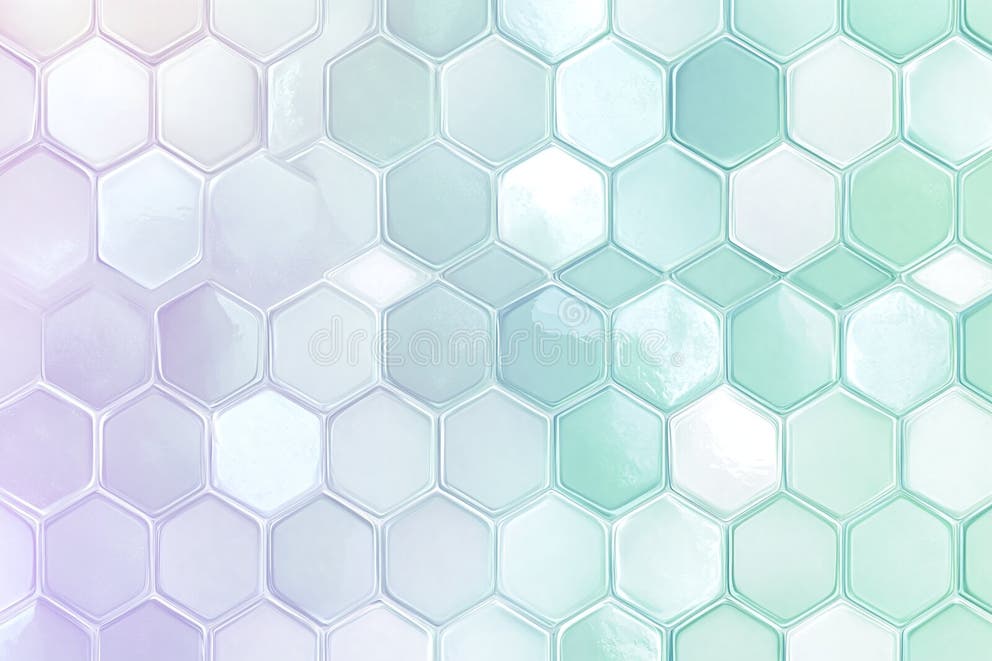 Hexagonal Pattern Glossy Pastel Tiles Abstract Gradient Light Green ...