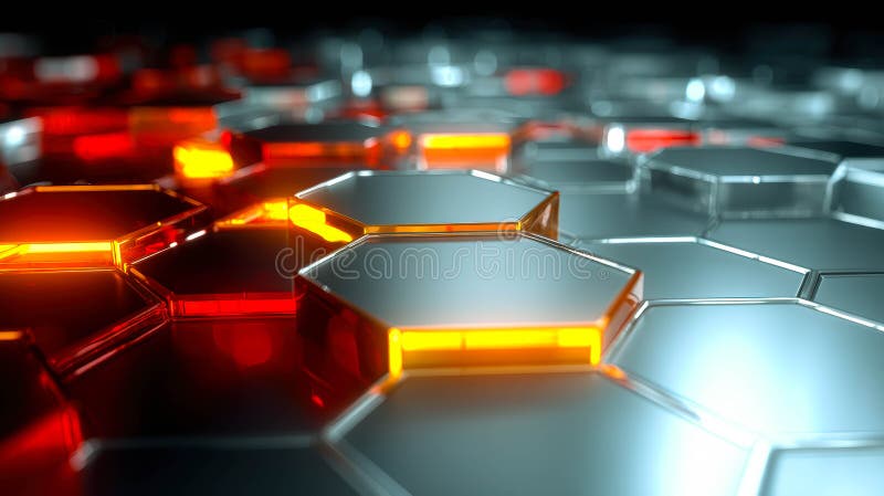 Hexagonal Pattern with Metallic Surfaces and Gradient Lighting in Tech ...