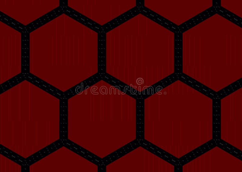 Hexagonal Pattern with Red Cells Featuring Vertical Lines and Black ...