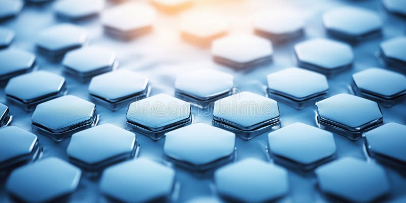 Hexagonal Pattern of Shiny Metal Tiles Reflects Light in Artistic ...