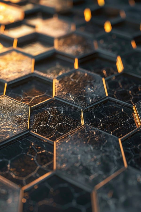 Hexagonal Pattern with Textured Glass Surface and Industrial Aesthetic ...