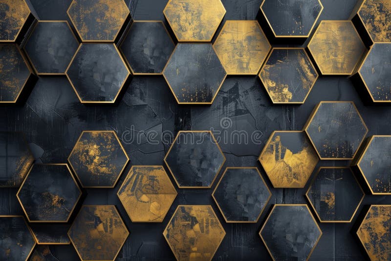 Metallic Hexagon Pattern Gold Dark Textures Design Stock Photos - Free ...