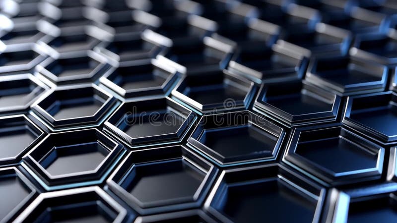 Hexagonal Patterns Create a Dynamic Texture in a Dark, Futuristic Backdrop for Various Projects ...