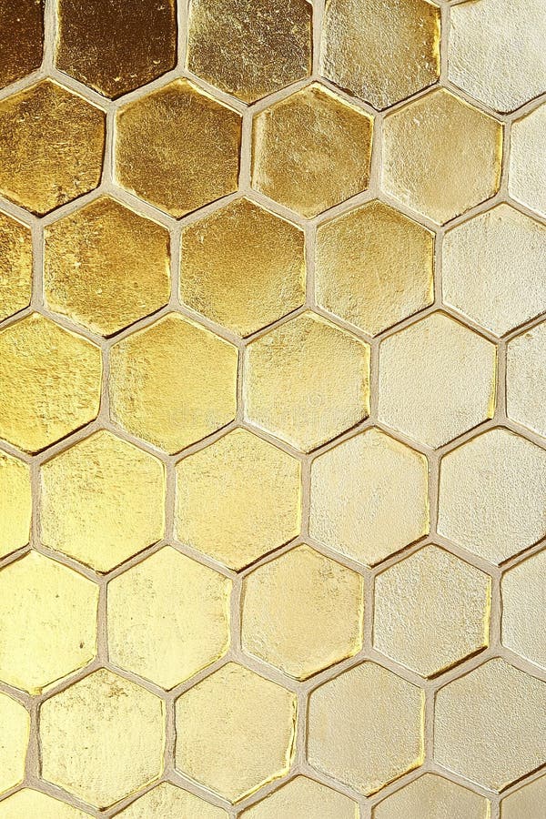 Hexagonal Patterns of Golden Honeycomb Structure Create a Shimmering Surface Filled with ...