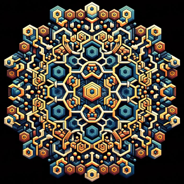 Hexagonal Patterns Hexagons in Different Sizes and Colors Creati Stock ...