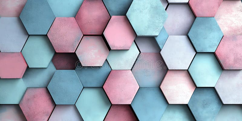 Hexagonal Patterns in a Playful Blend of Pastel Hues Stock Illustration ...