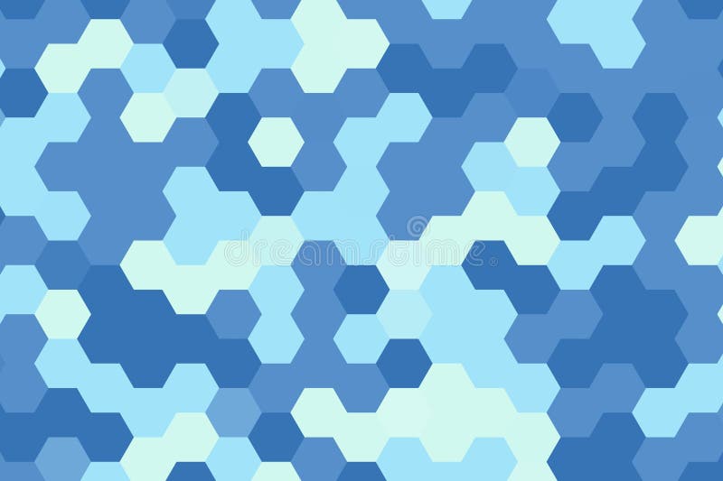 Hexagonal Pixelated Pattern in Blue and Soft Blue Gradient. Stock ...