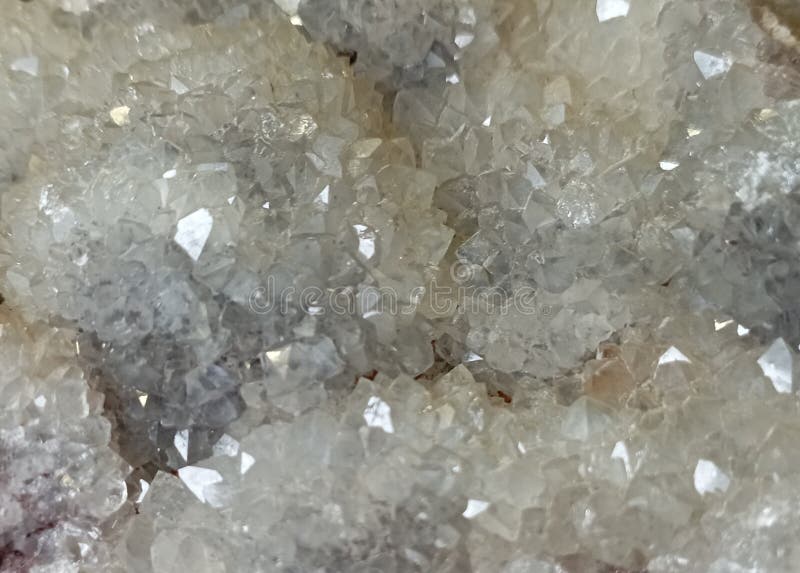 Hexagonal Pointed Colourless Quartz Crystal Bed Stock Image - Image of ...