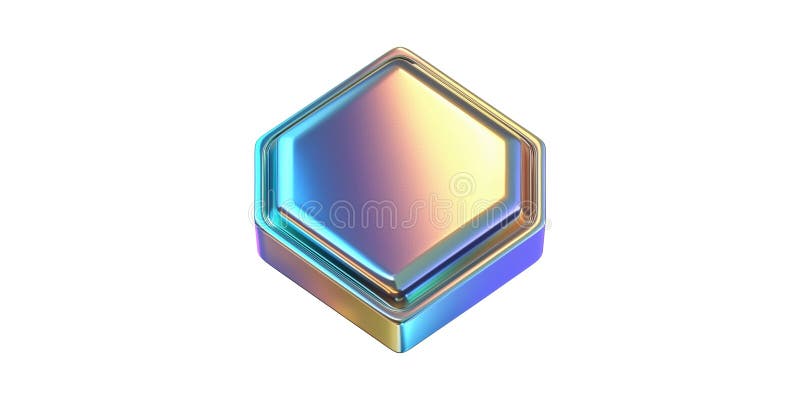 Hexagonal Prism with Iridescent Surface and Vivid Colors Set Isolated ...