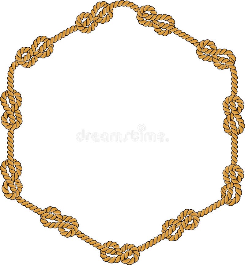 Hexagonal Rope Frame Isolated on White Background. Twisted Cord. Stock ...