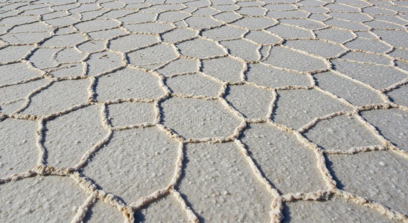 Hexagonal Salt Flat Pattern in a Desert Landscape Stock Illustration ...