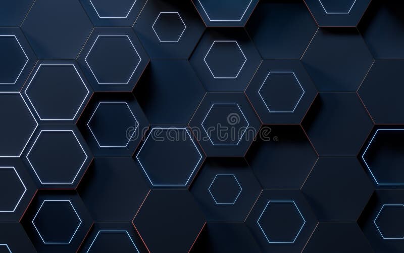 Hexagonal Scientific and Technological Materials, 3d Rendering Stock Illustration - Illustration ...