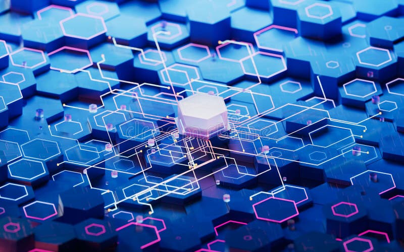 Hexagonal Scientific and Technological Materials, 3d Rendering Stock ...