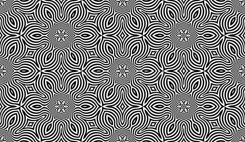 Hexagonal Seamless Pattern of Black Lines and Flowers. Repeating Trippy ...