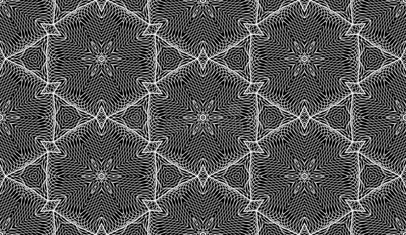 Hexagonal Seamless Pattern of White Lines on Black. Moire Repeatable ...