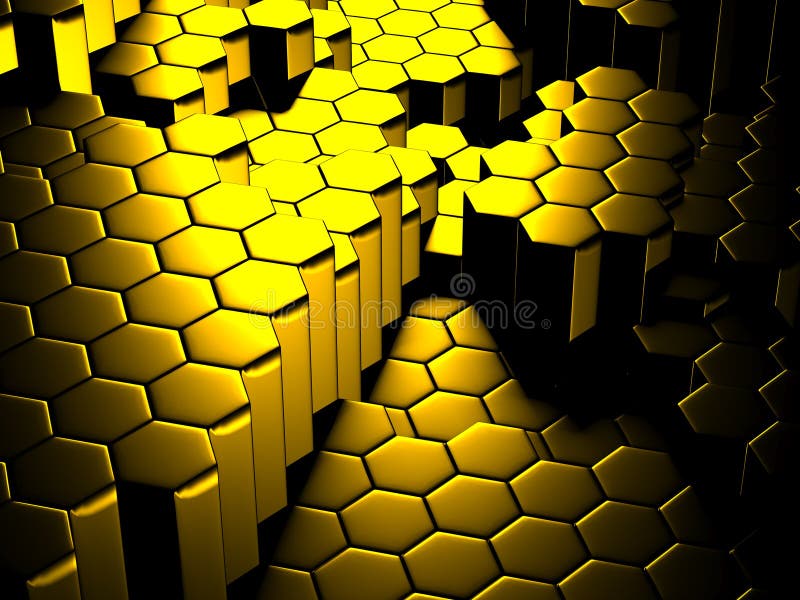 Hexagonal Shape Blocks Golden Background Stock Illustration ...