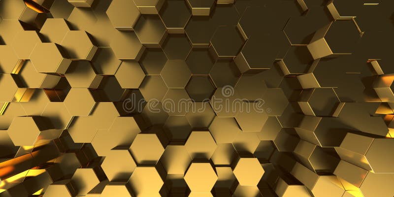 Hexagonal Shape Blocks Golden Background Stock Illustration ...