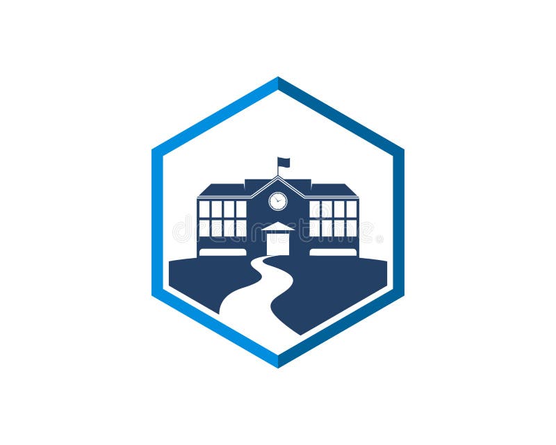 Hexagonal Shape with School Building Inside Stock Illustration ...