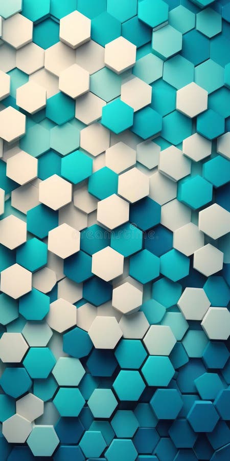 Hexagonal Shapes in White and Cyan Stock Image - Image of abstract ...