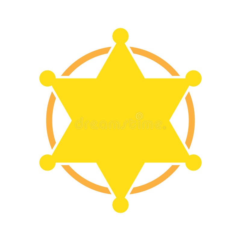 Sheriff Badge Star Vector. Police Golden Hexagonal Star Icon. Stock ...