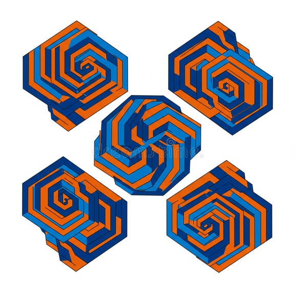 Hexagonal Spirals in Blue and Orange Create Optical Illusions ...
